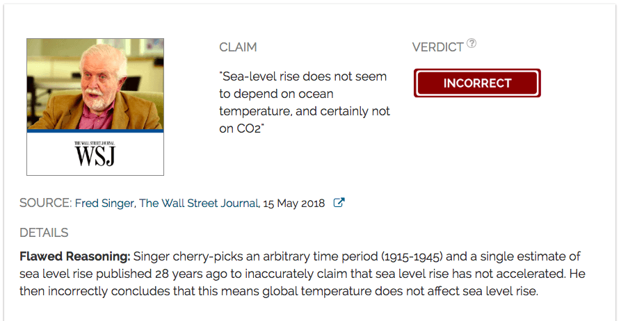 Fred Singer incorrectly claims sea level rise is not caused by climate ...